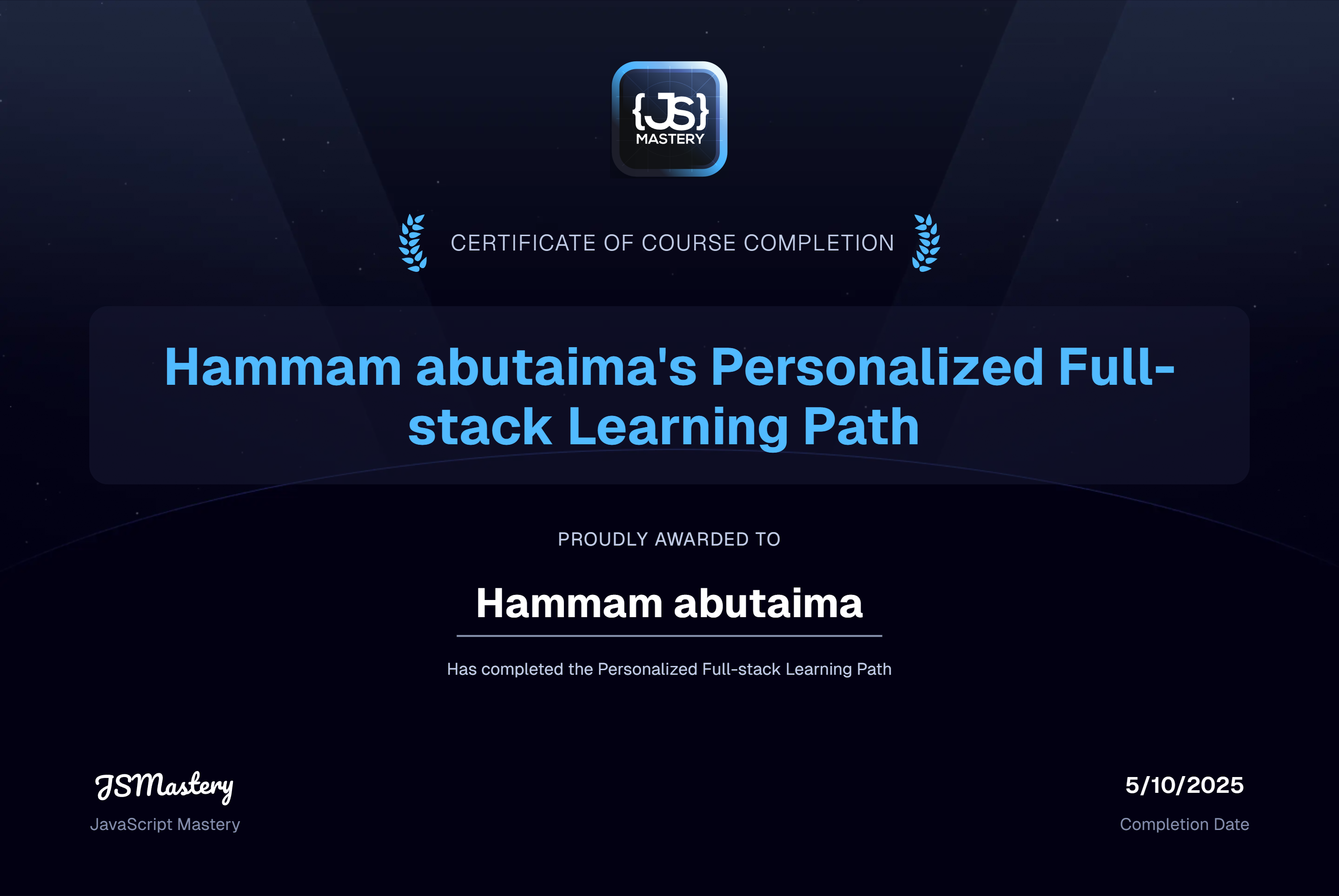 Certificate of Path Completion